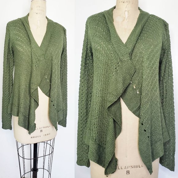 Miracle | Sweaters | Miracle Womens Army Green Frontdrape Loose Knit ...